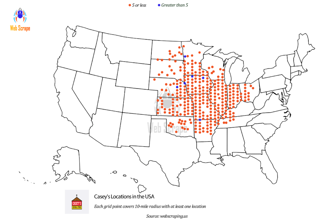 How Many Casey’s Locations are there in United States? – Web Scrape
